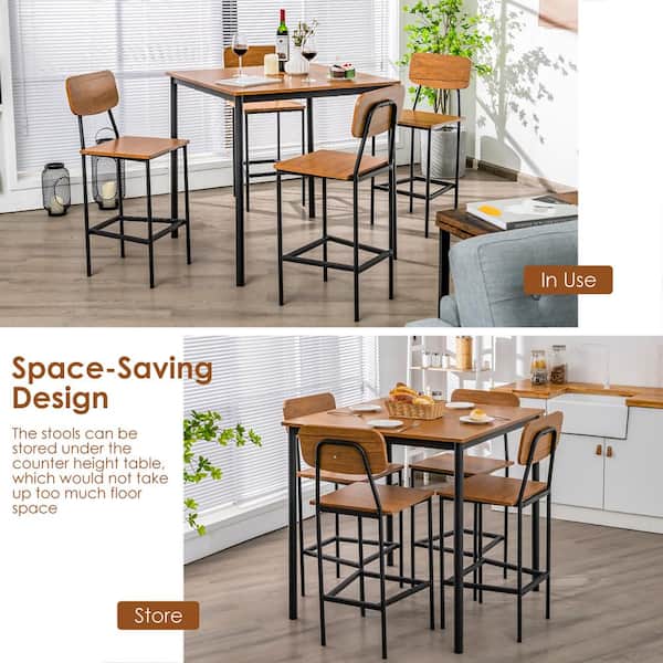Harper&bright designs 5 piece dining set wood and metal pub table with 4 bar stools store
