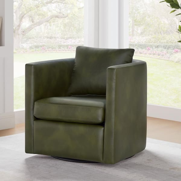 Sheldon Fern Green Faux Leather Barrel Chair with Swivel 8309-33 - The ...