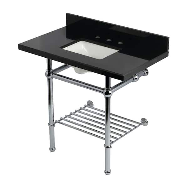 Kingston Brass Templeton 36 in. Granite Console Sink with Brass Legs in ...