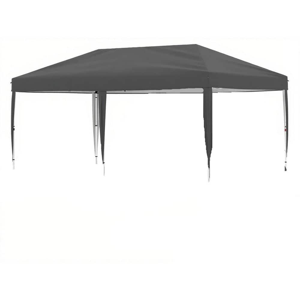 10 ft. x 20 ft. Rectangular Gray Pop-Up Heavy Duty Outdoor Canopy with ...