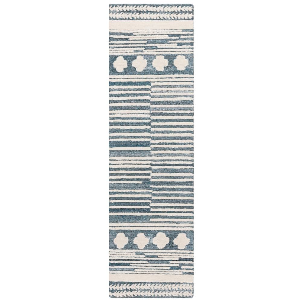 SAFAVIEH Abstract 2 ft. x 8 ft. Gray/Ivory Striped Aztec Runner Rug ...