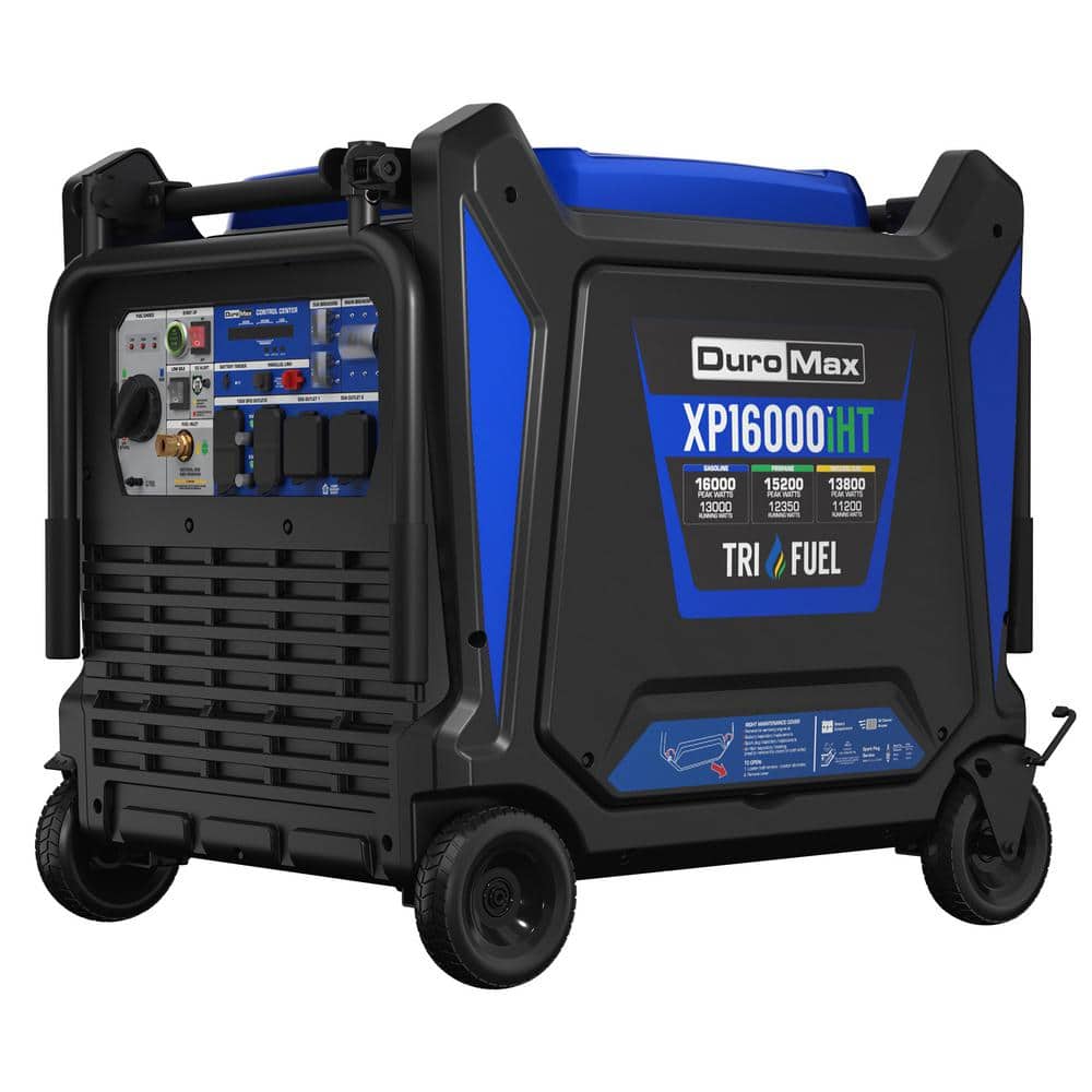 DUROMAX 16,000-Watt Remote Start Air Cool VTwin Tri Fuel Whole House ...