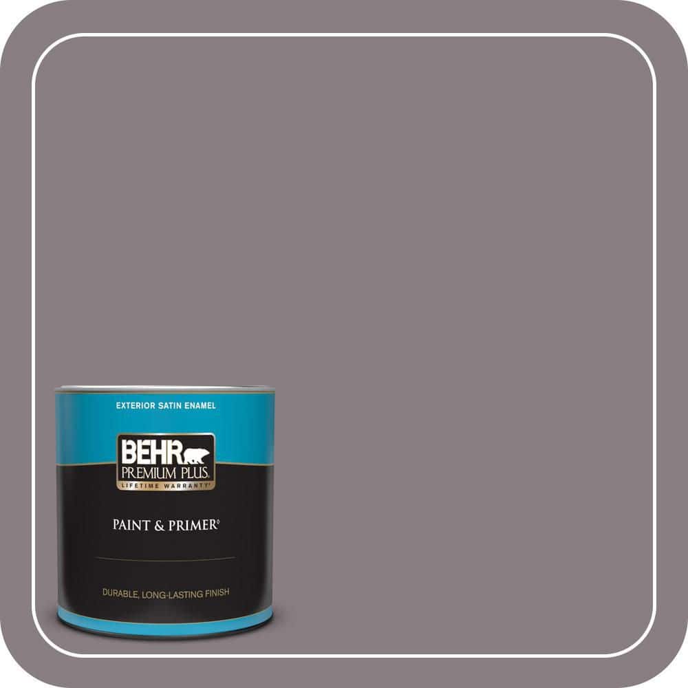 BEHR PREMIUM PLUS 1 qt. #N570-4 Classy Plum Satin Enamel Exterior Paint ...