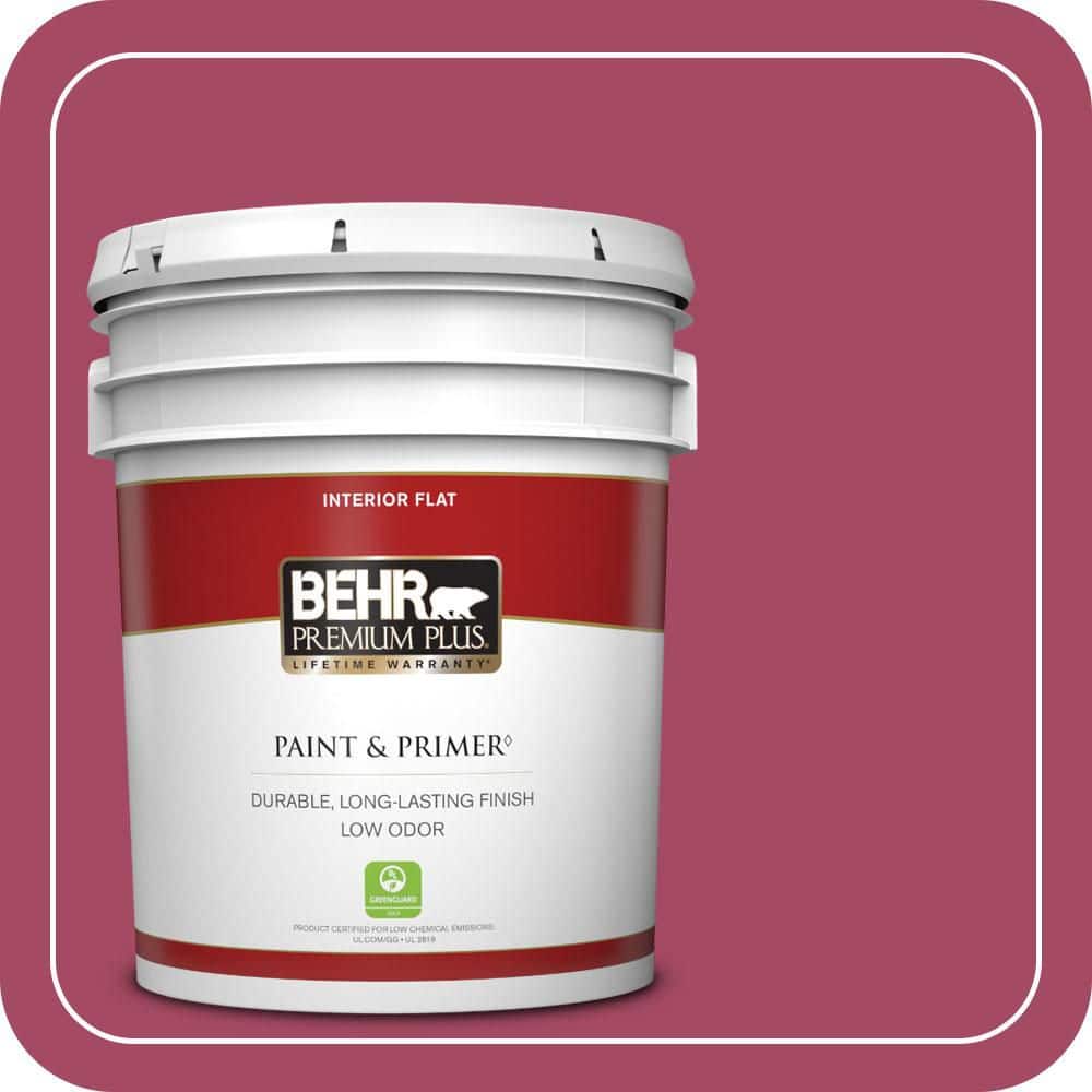BEHR PREMIUM PLUS 5 gal. #120D-5 Glazed Raspberry Flat Low Odor ...