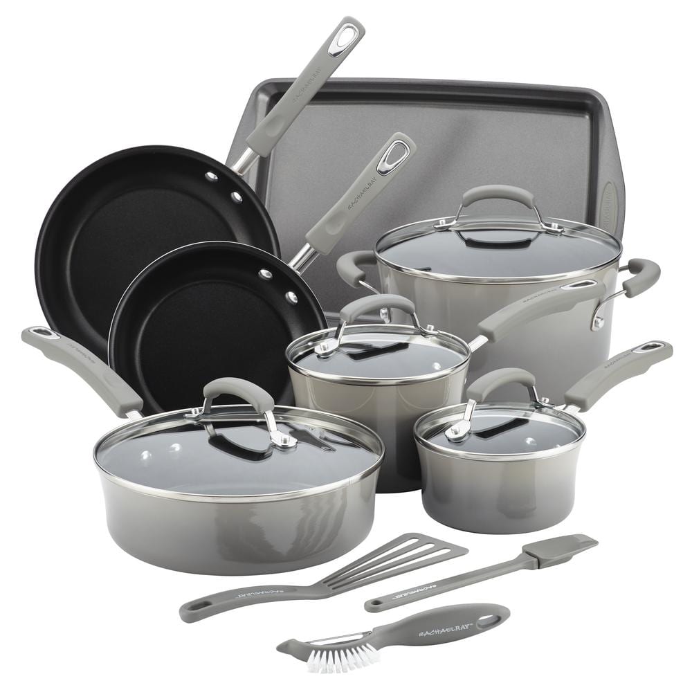 Rachael Ray Classic Brights 14 Piece Aluminum Nonstick Cookware Set In