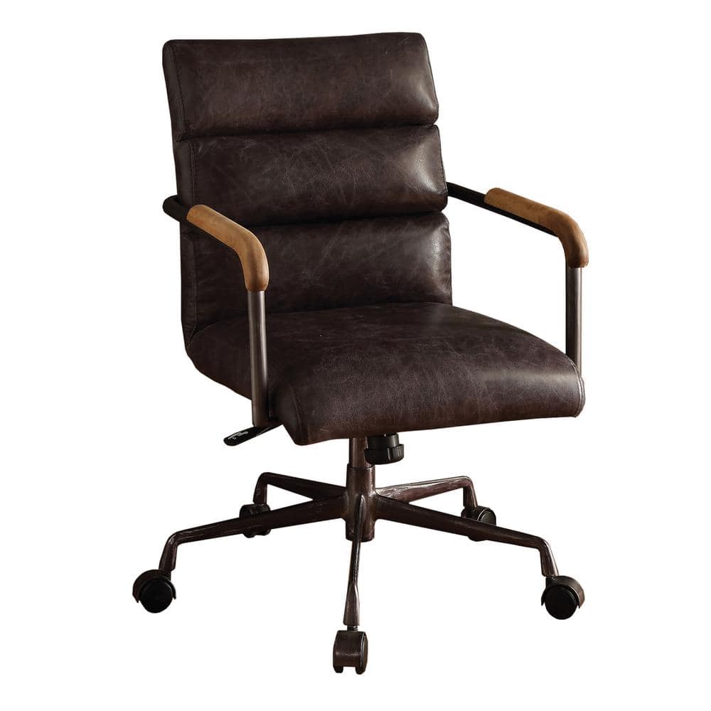 Benjara Antique Brown Metal and Leather Executive Office Chair BM163561 ...