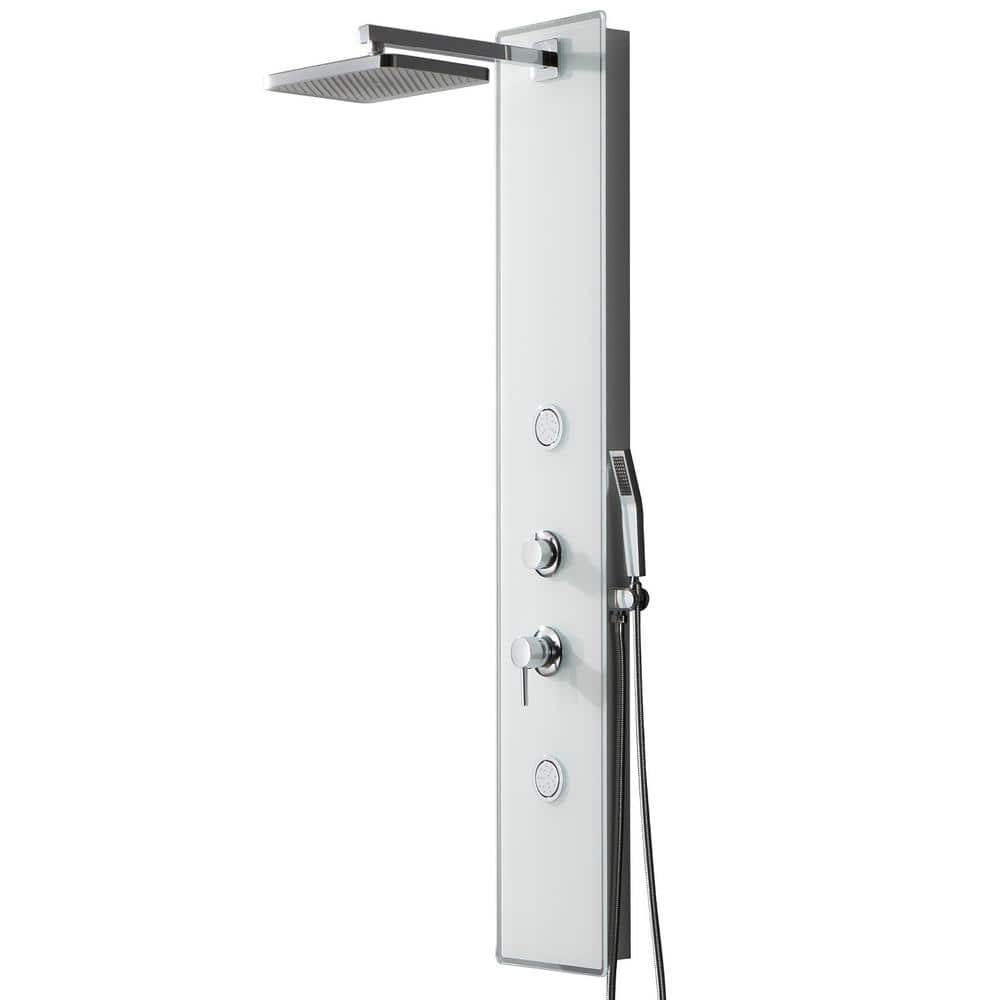 BWE 2-Jet Rainfall Glass Shower Panel System with Waterfall Shower Head ...