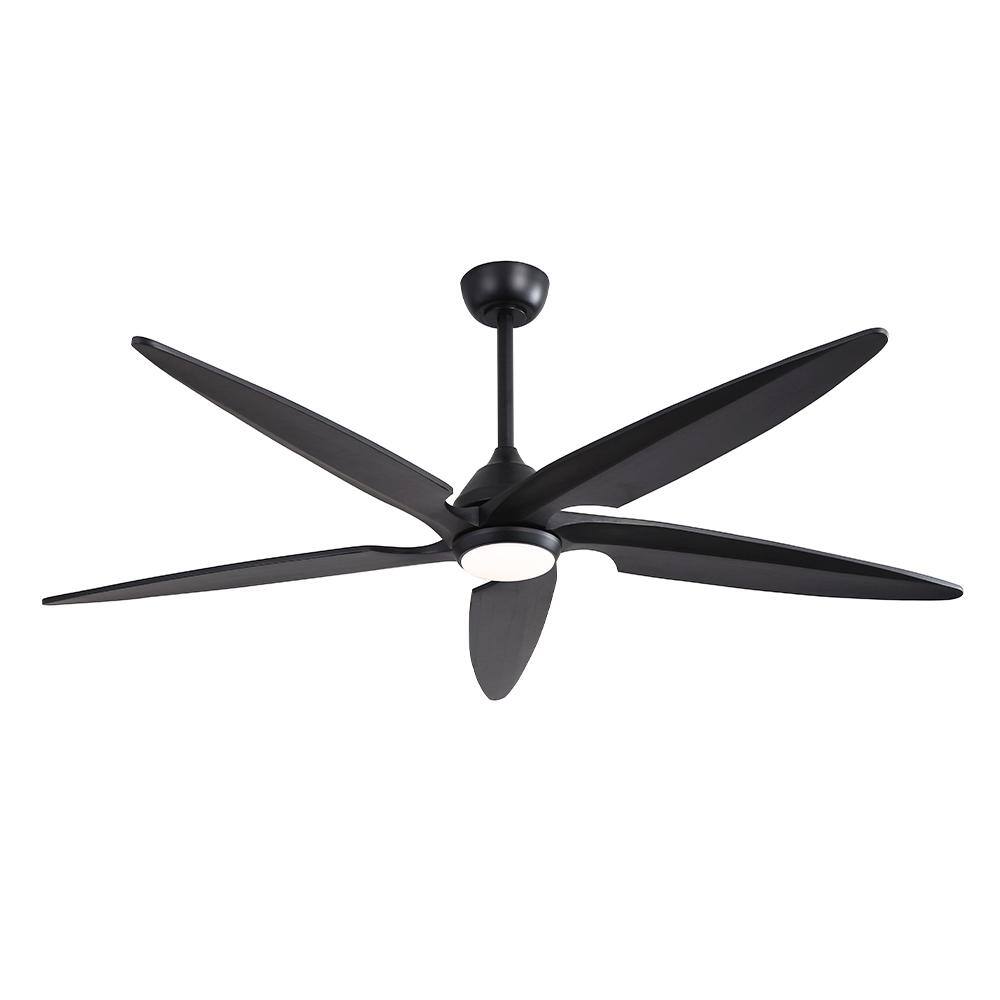MLiAN 54 in. Black Indoor 5-Solid Wood Blades LED Ceiling Fan with ...