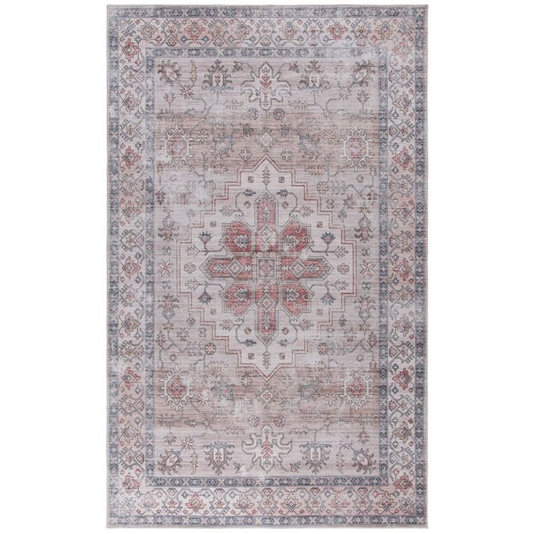 SAFAVIEH Arizona 8 ft. x 10 ft. Sage/Rust Machine Washable Distressed ...