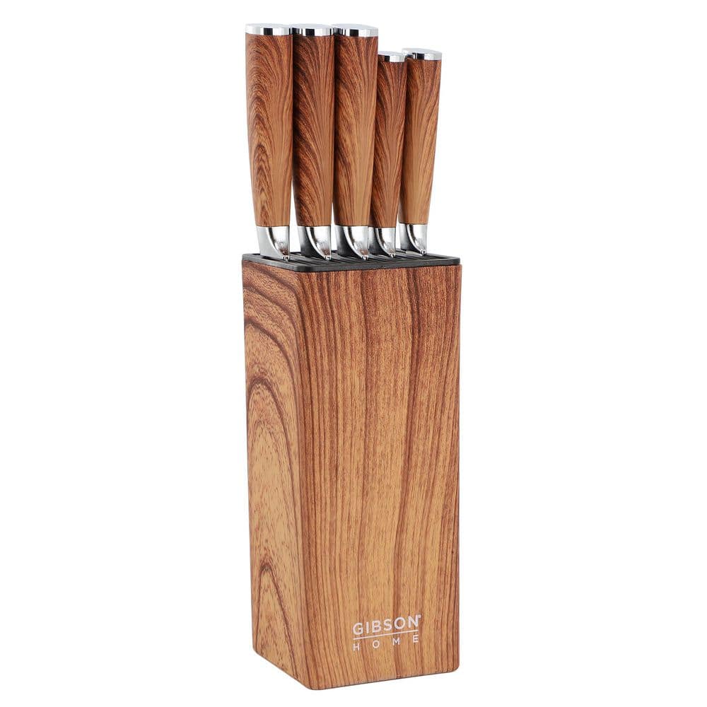 Gibson Home Jacksboro 6-Piece Stainless Steel Knife Set with Block in ...