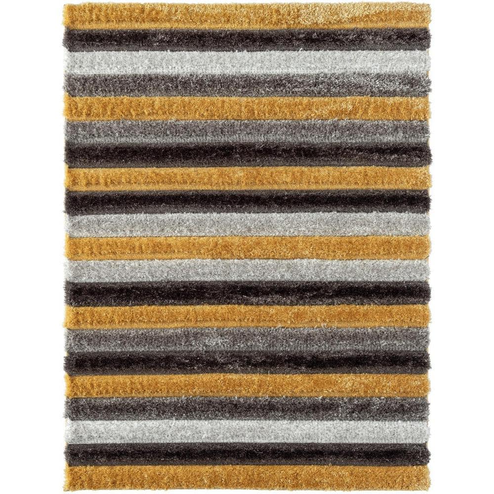 LUXE WEAVERS Lantanas Collection Yellow 5x7 Shag Geometric Abstract ...