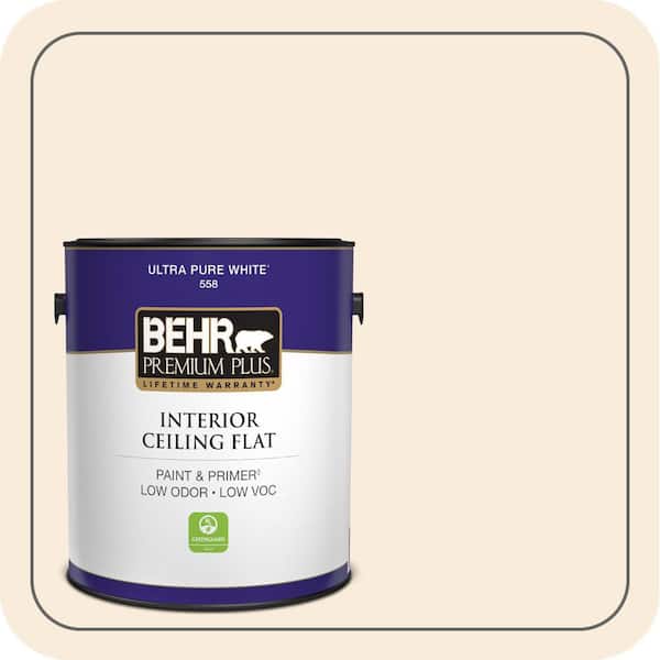 BEHR PREMIUM PLUS 1 gal. #PPH-12 Ivory Ceiling Flat Interior Paint ...