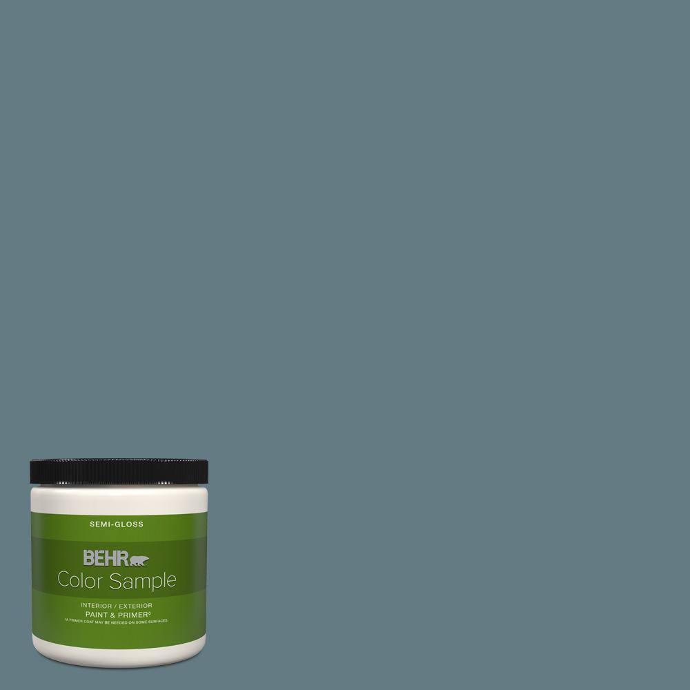 BEHR PREMIUM PLUS 8 oz. #540F-5 Smokey Blue Semi-Gloss Interior ...