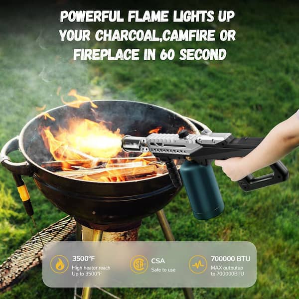 Adrinfly Powerful Adjustable Propane Torch Gun for BBQ Camping Charcoal ...