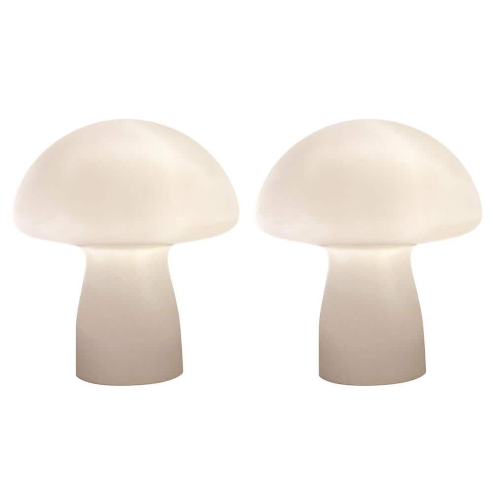 Uixe Mushroom 9.05 in. Modern Bedside Table Lamp with Frosted White ...