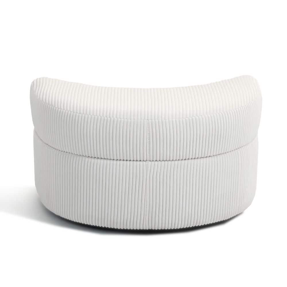 Uixe Modern Beige Corduroy Fabric Half Crescent Moon Storage Ottoman ...