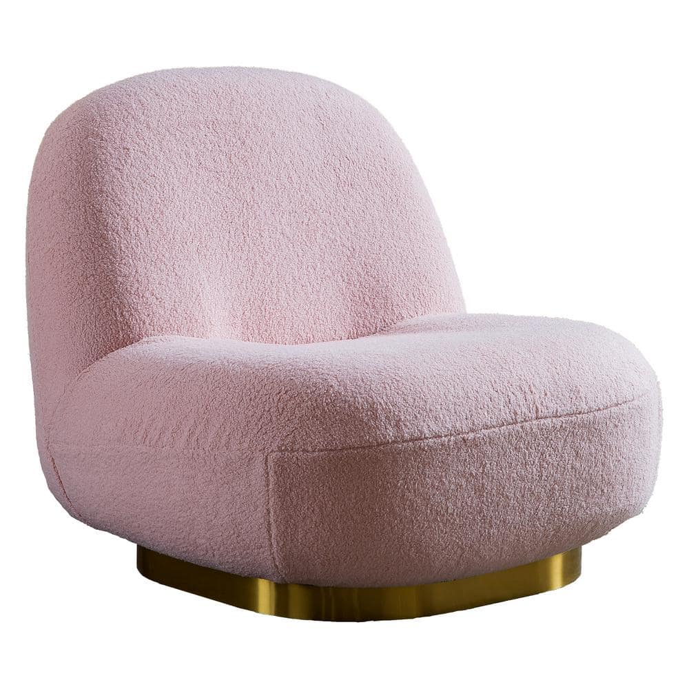 Z-joyee Pink Velvet Modern Swivel Accent Chair Swivel Barrel Chair with ...