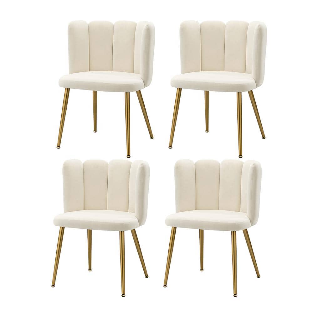 JAYDEN CREATION Bona Ivory Side Chair with Metal Legs Set of 4 DSDC0005 ...