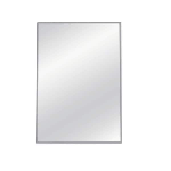 Silver 24 in W x 36 in. H Rectangular Metal Framed Fine-Edged Wall ...