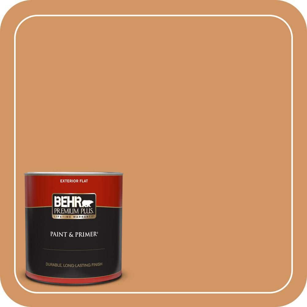 BEHR PREMIUM PLUS 1 qt. #280D-5 Glazed Pecan Flat Exterior Paint ...