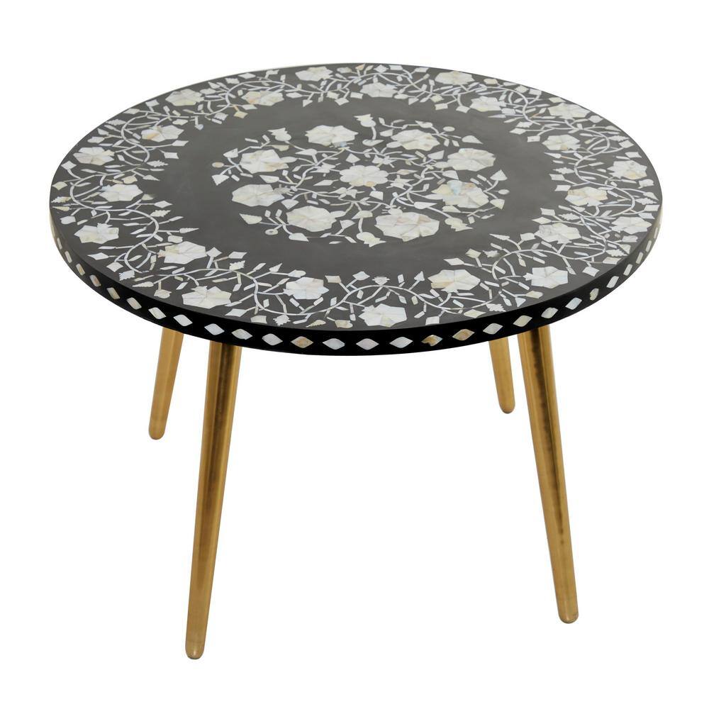 Litton Lane 30 in. Gold Round Metal Eclectic Coffee Table 32785 - The ...