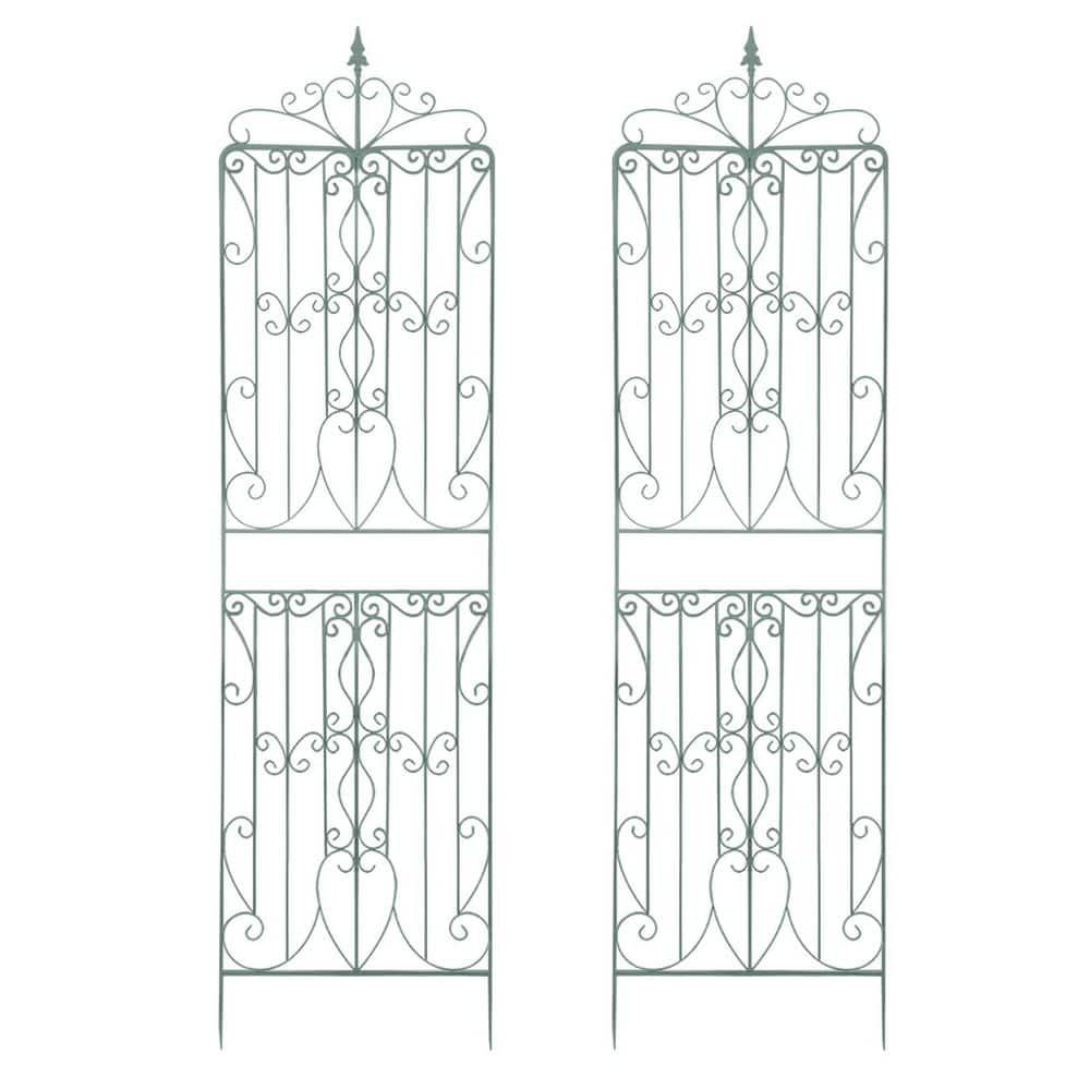 YIYIBYUS Green 93.3 in. Metal Iron Plant Trellis Garden Trellises (Set ...