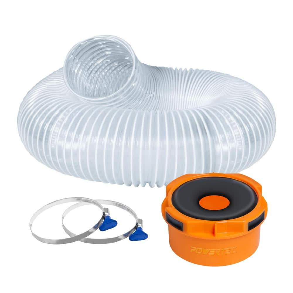 ‎POWERTEC 4 in. x 5 ft. Dust Collection Hose with 2 Key Hose Clamps and ...
