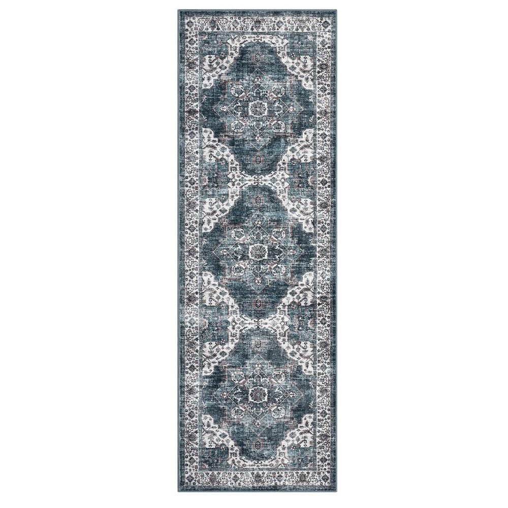 Garvee Ultra-Thin Washable Vintage Floral Rug Soft Non-Slip for Bedroom ...