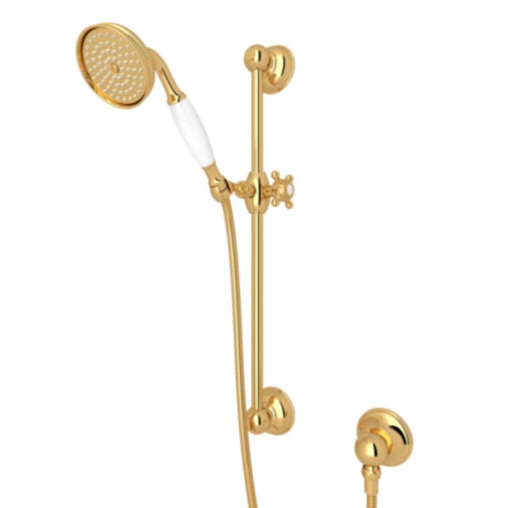ROHL 1 -Spray Round Handshower in Italian Brass Valve Included 1300EIB ...