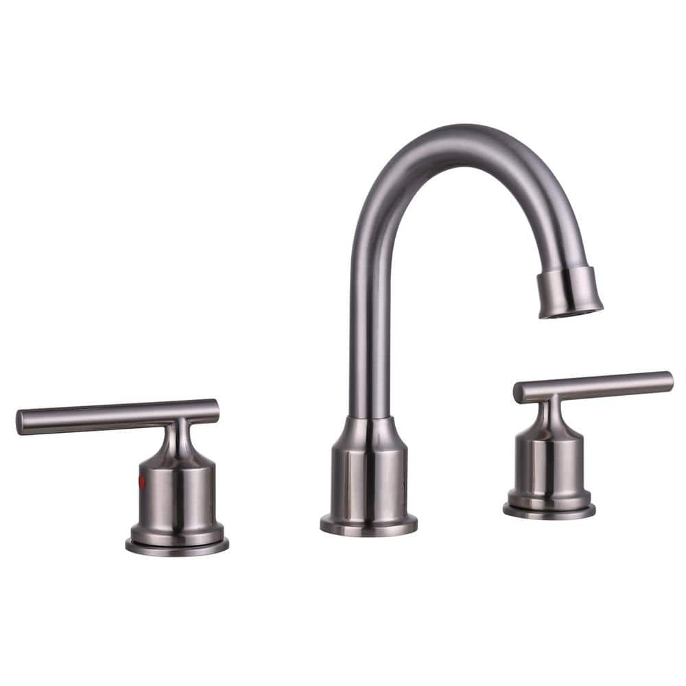 ALEASHA 8 in. Widespread 3 Hole Bathroom Faucet in Brushed Nickel AL ...