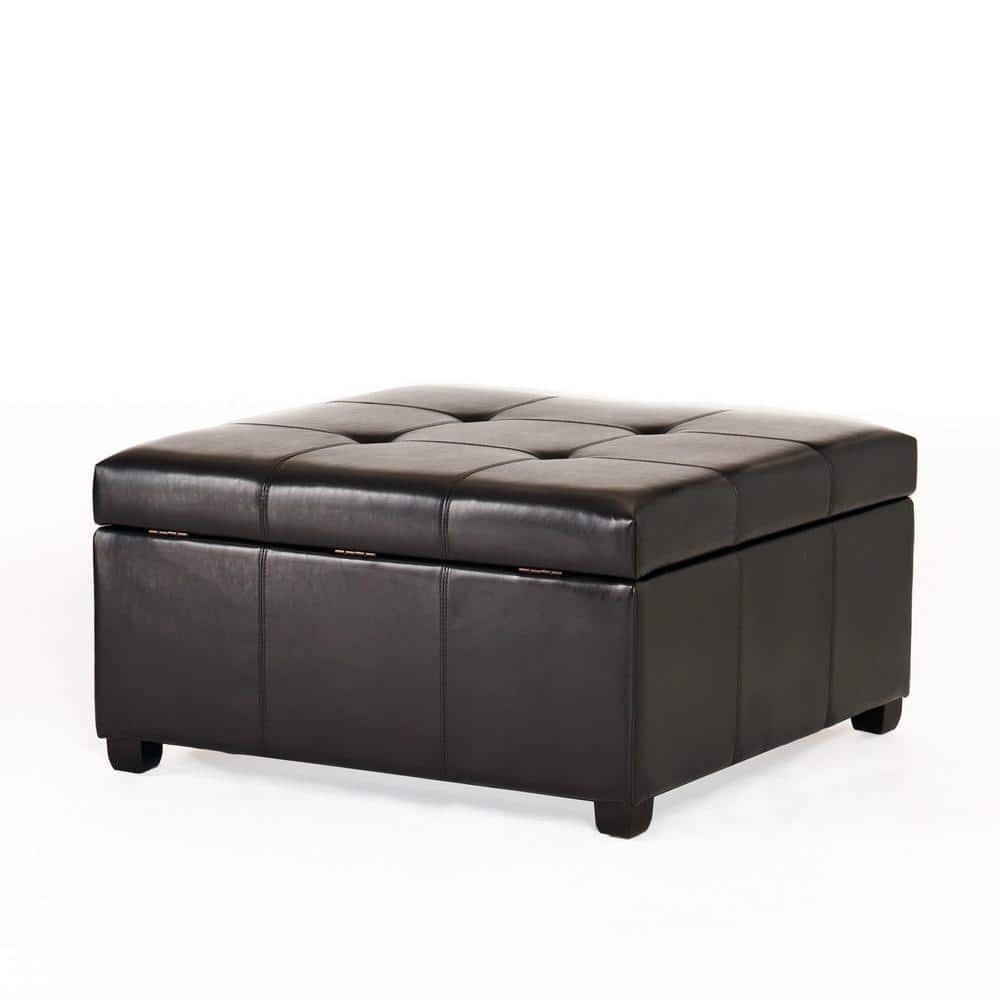 Noble House Carlsbad Espresso Brown Storage Ottoman 401 - The Home Depot