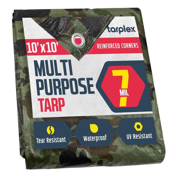Tarplex 10 ft. x 10 ft. Camo All Purpose Tarp 7 Mil Poly, Waterproof UV ...