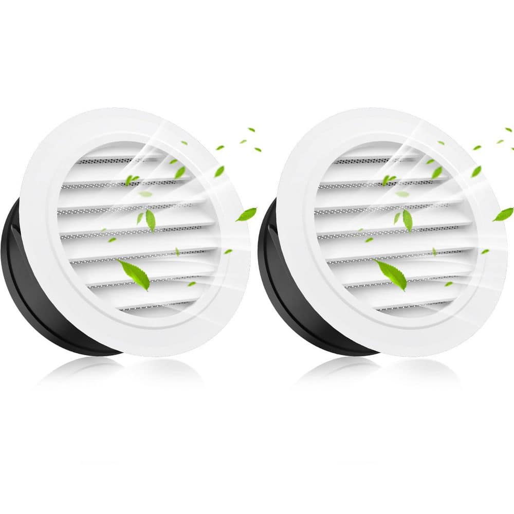 KIWDZFU Round 6 in. White Louvered Grille with Built-in Fly Screen Mesh ...