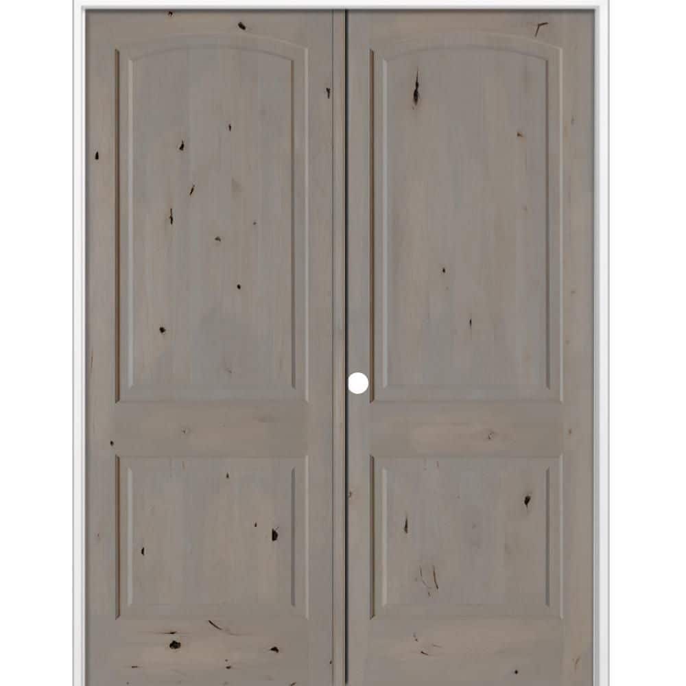 Krosswood Doors 60 in. x 96 in. Rustic 2-Panel Arch Top Right Active ...