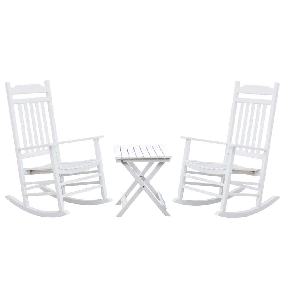 BplusZ White Wood Outdoor Rocking Chair, Furniture Rocker with Small ...
