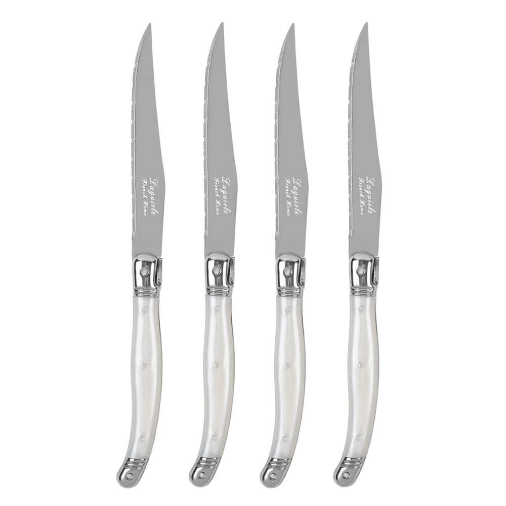 French Home Laguiole Connoisseur 4-Piece Steak Knife Set with Pearl ...