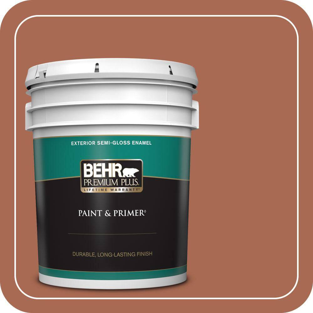 BEHR PREMIUM PLUS 5 gal. #220D-7 Mojave Sunset Semi-Gloss Enamel ...