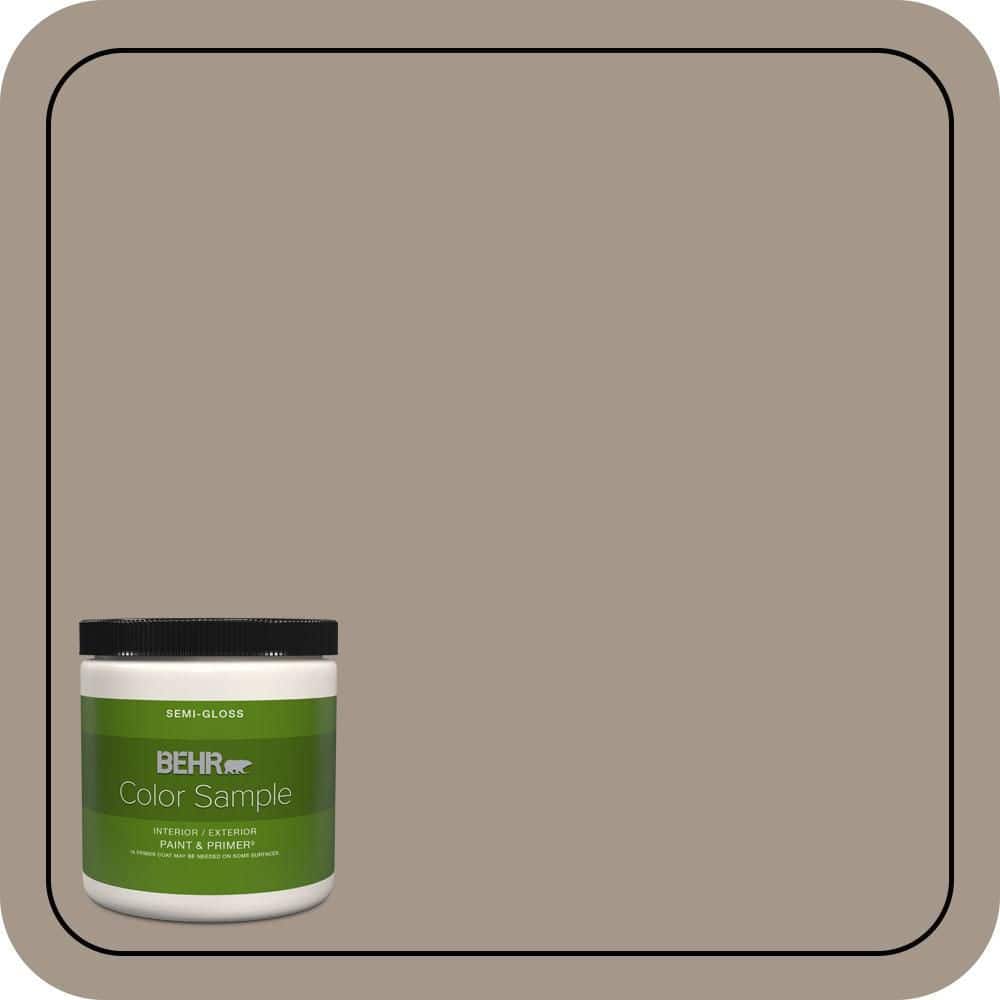 BEHR PREMIUM PLUS 8 oz. #N220-4 Shiitake Semi-Gloss Interior/Exterior ...