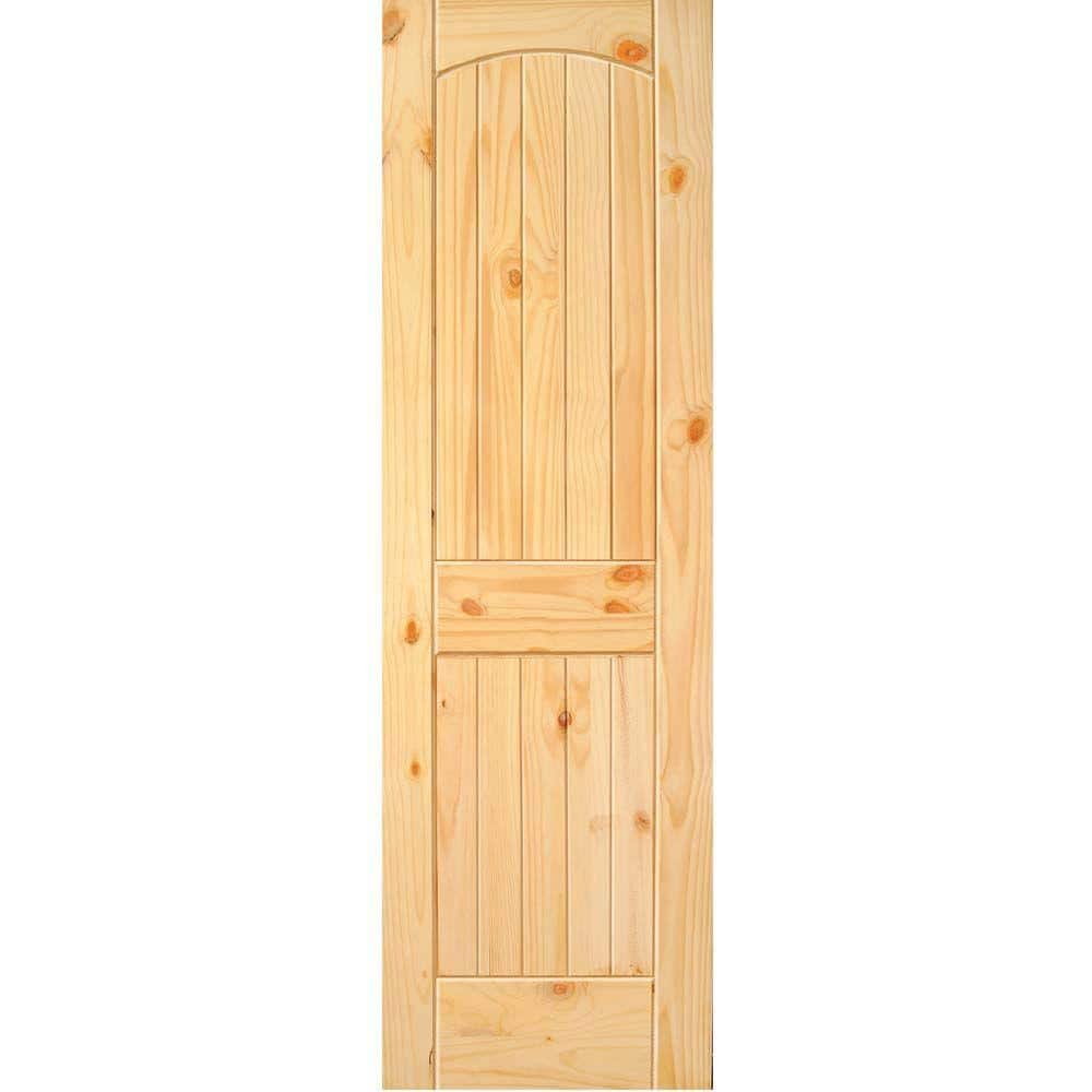 Builder's Choice 2-Panel Arch Top Unfinished Solid Core Knotty Pine ...