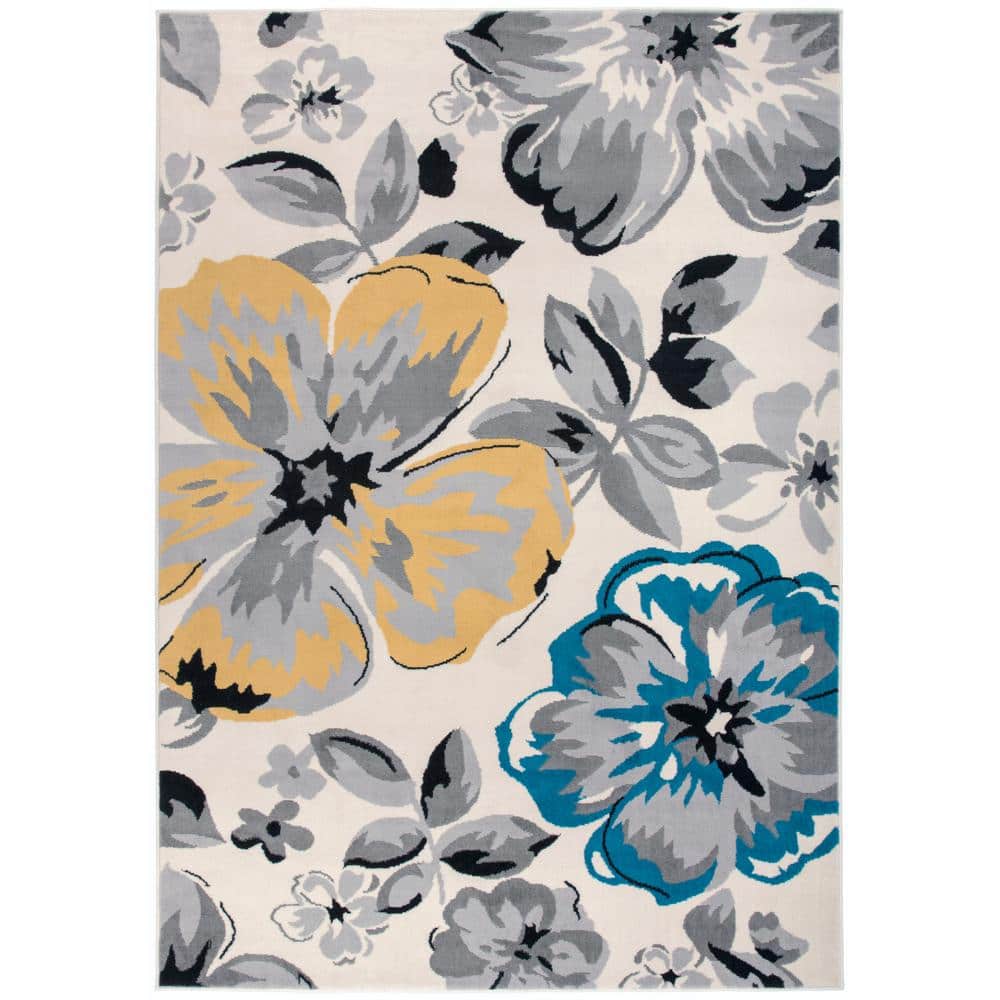 World Rug Gallery Modern Contemporary Floral Design Cream 7 ft. 6 in. x ...