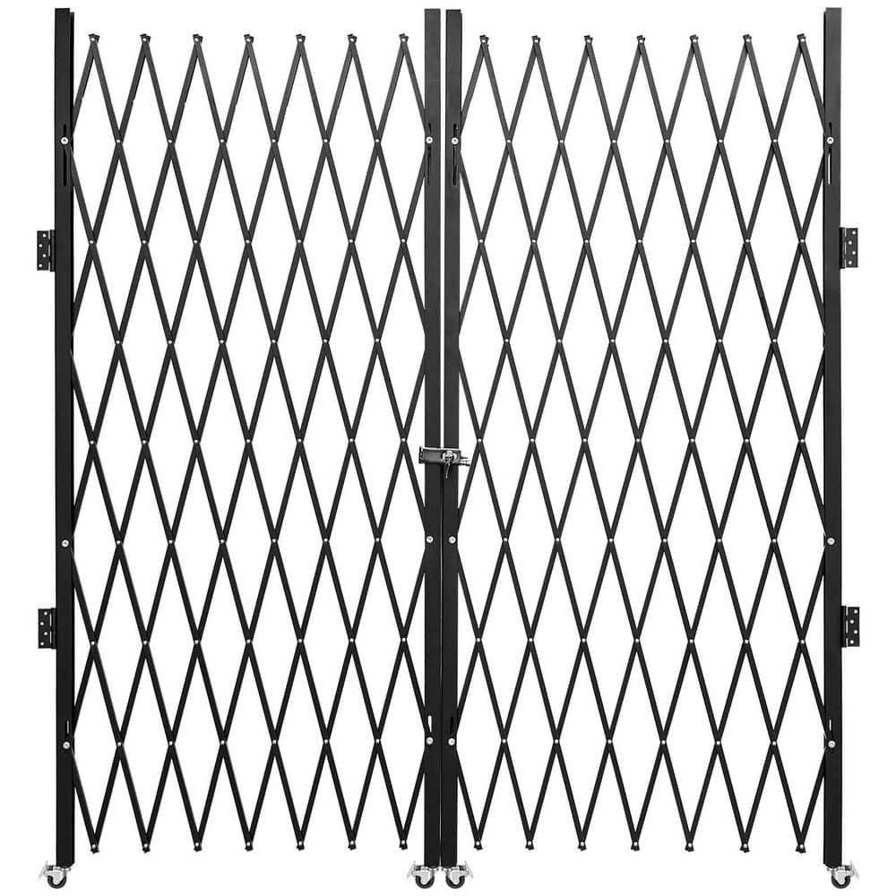150 in. W x 87 in. H Steel Double Folding Security Gate 360° Rolling ...