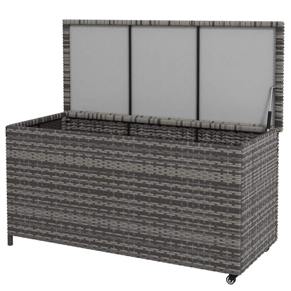 BOPOREA MEGO LLC 83 Gal. Plastic Outdoor Storage Chest - PE Wicker Deck ...