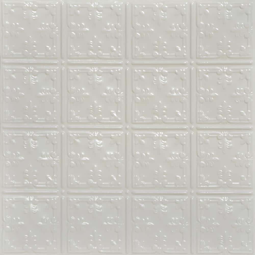 FROM PLAIN TO BEAUTIFUL IN HOURS Florentine Eggshell White 2 ft. x 2 ft ...