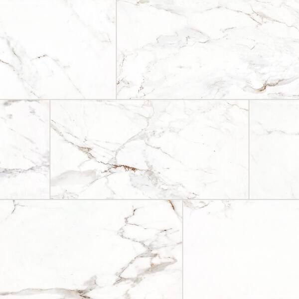 Daltile Kesler Marble Avorio 12 in. x 24 in. Polished Porcelain Floor ...