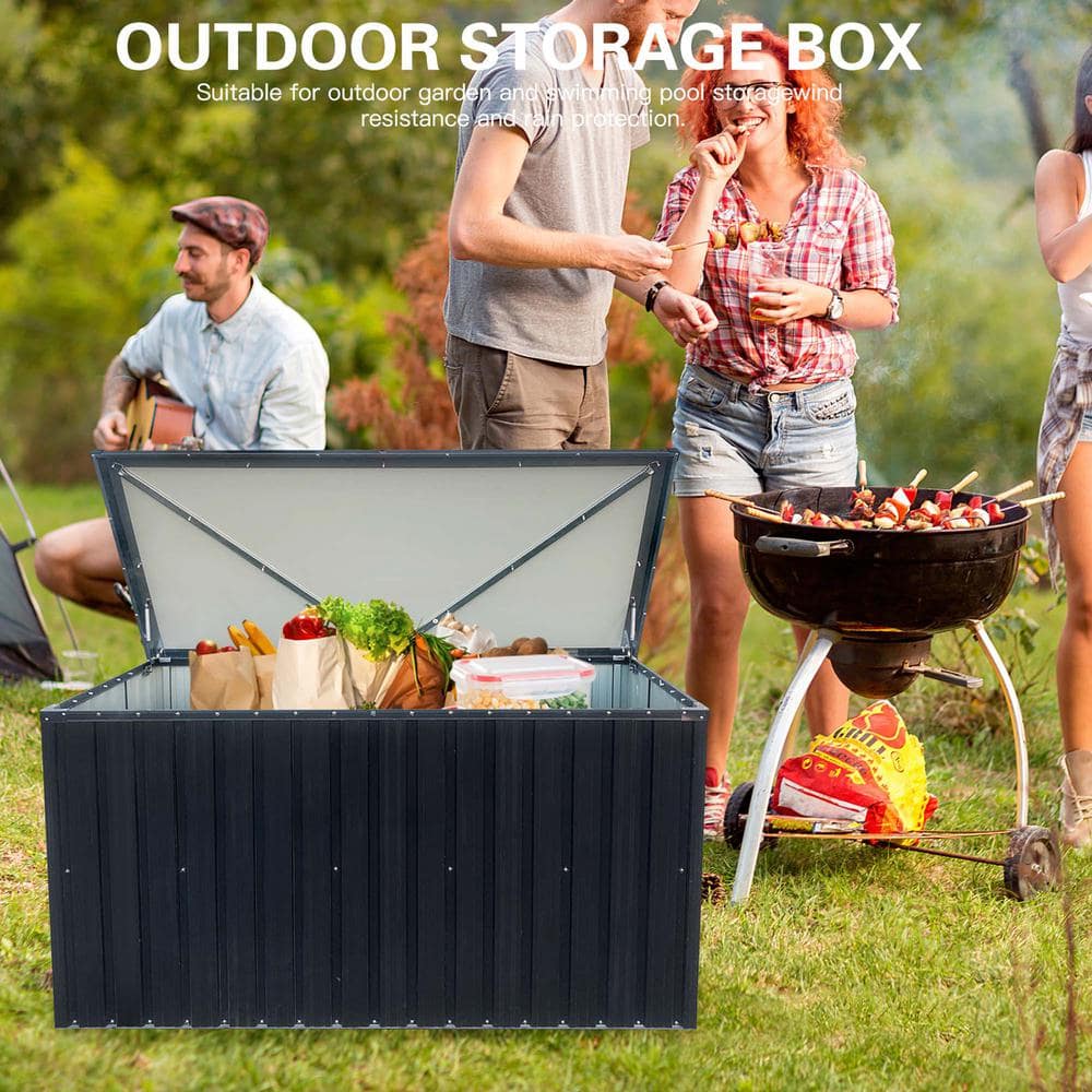 72 in. W x 35 in. D x 37 in. H Black Metal Outdoor Storage Cabinet ...