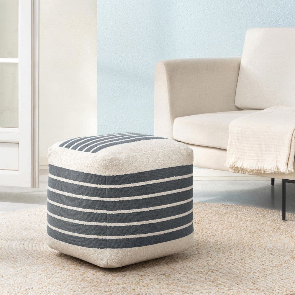 Anji Mountain Enfield Gray Maze Polyester Upholstered Pouf AMBPF167 ...