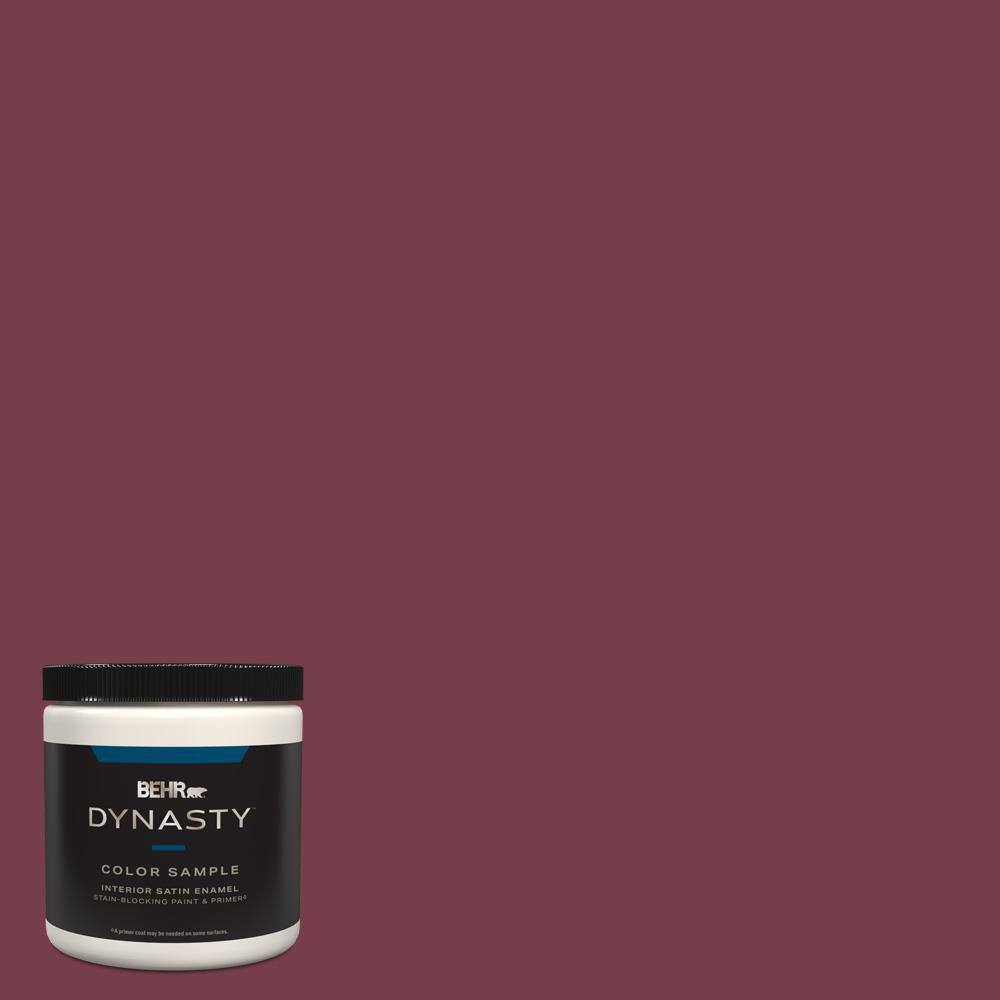 BEHR DYNASTY 8 oz. #ICC-110 Vintage Merlot Satin Enamel Stain-Blocking ...