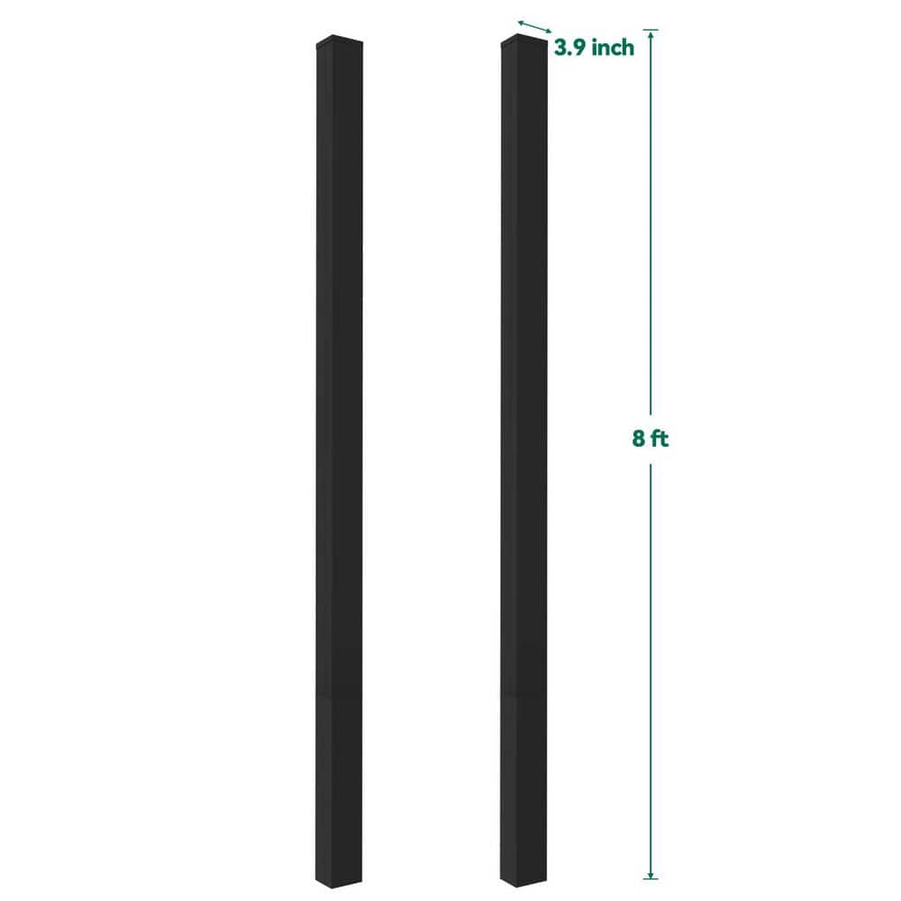 mondaria 8 ft. High Strength Inground Black Aluminum Posts for Single ...
