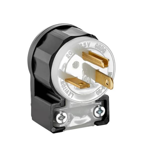 Leviton 20 Amp 125-Volt Angle Plug, Black and White 5366-ACS R51-05366 ...