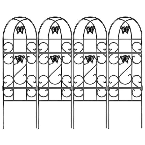 4-Pack 19.7 in. x 71 in. Black Metal Garden Trellis, Rustproof Trellis ...
